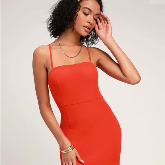 Lulus | Dresses | Irresistible Ways Red Orange Ruffled Midi Dress ...